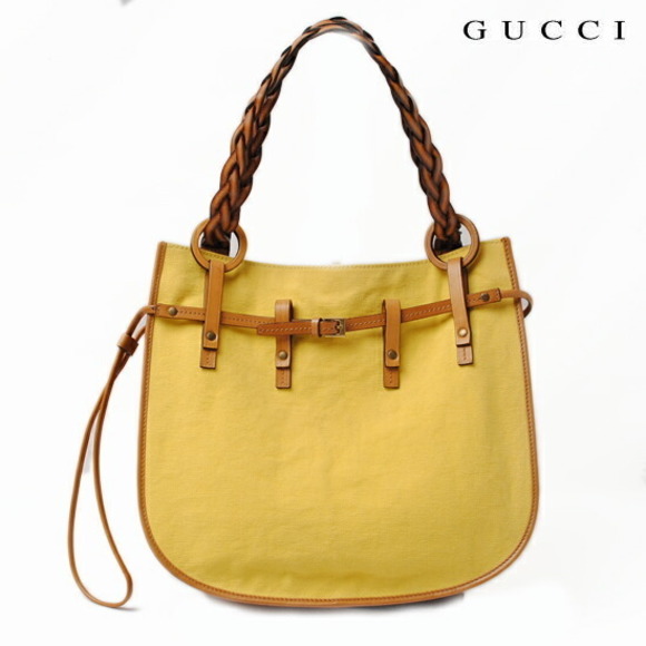 Gucci | Bags | Gucci Handbag Braided Yellow | Poshmark